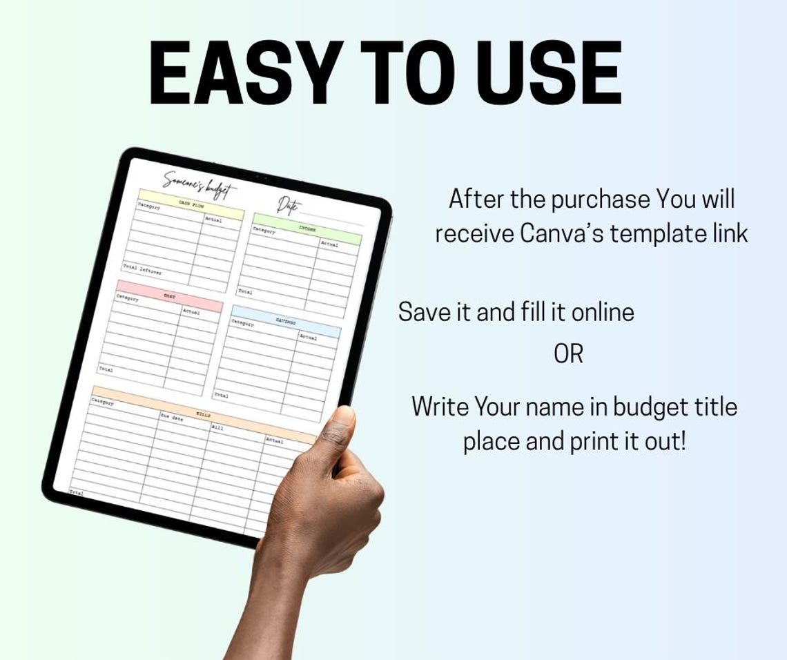 Printable Budget Planner Template, PDF Budgeting Template, Instant ...