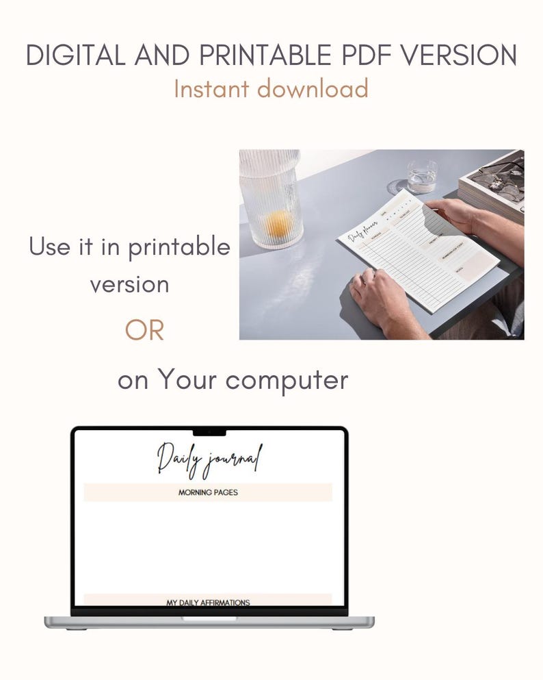 Digital Daily Planner, Printable Daily Planner Template in PDF, Undated ...
