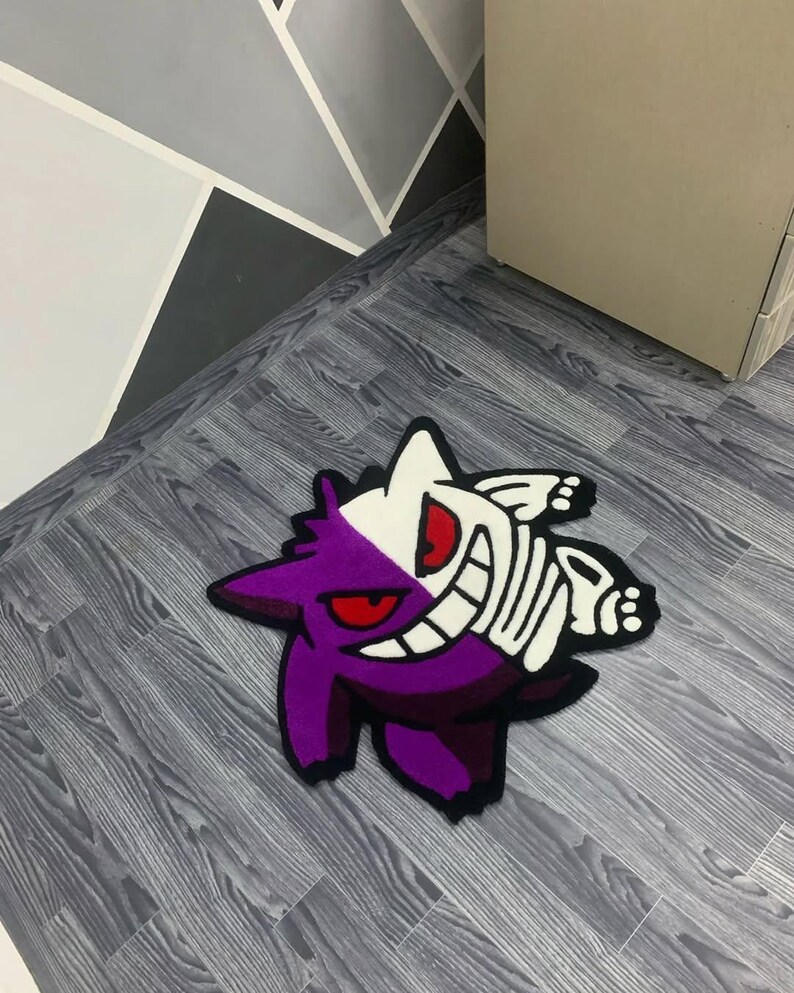 Handmade Gengar Inspired Split Face Rug – Tufted Wall Art / Floor Mat ...