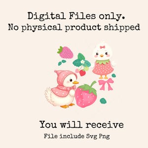 Goose Strawberry SVG PNG, Cute Cottagecore Goose, Kawaii Berry ...
