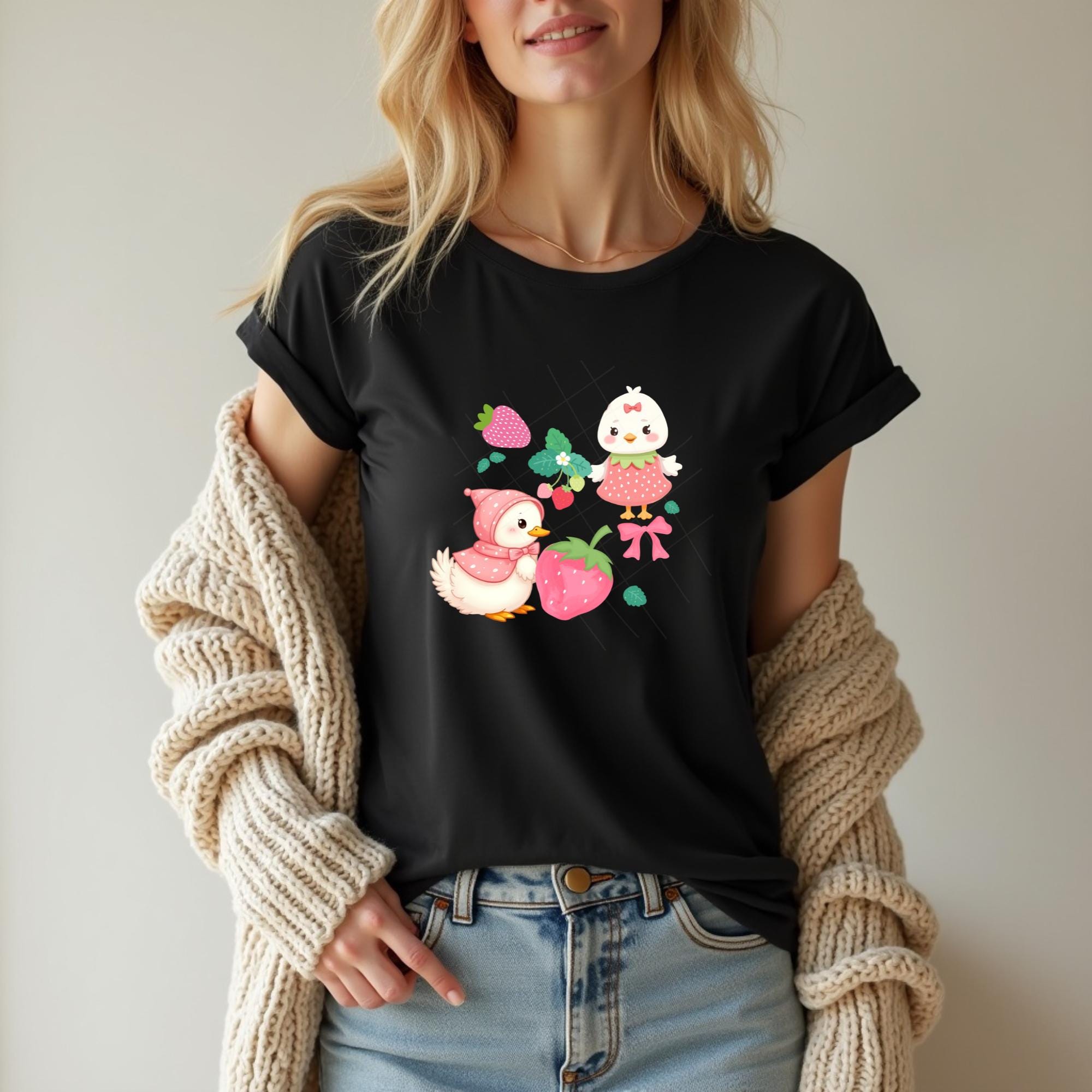 Goose Strawberry SVG PNG, Cute Cottagecore Goose, Kawaii Berry ...