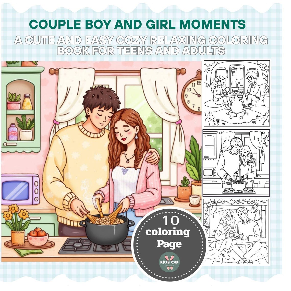 Couple Coloring Book: Cozy Scenes for Teens & Adults (digital Download ...
