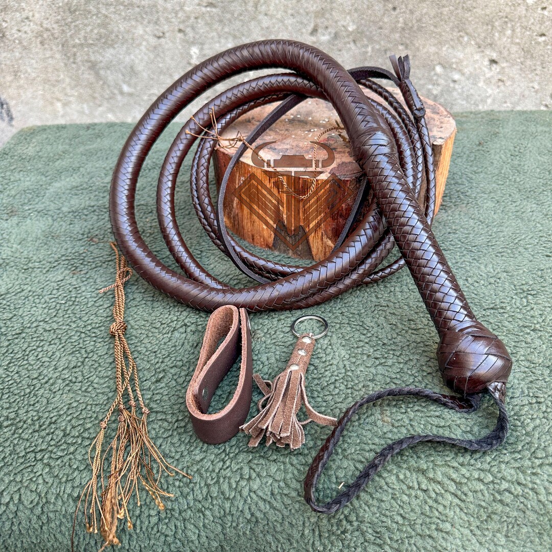 Chocolate Brown Kangaroo Leather Bullwhip – 12/16 Plaits, Premium ...