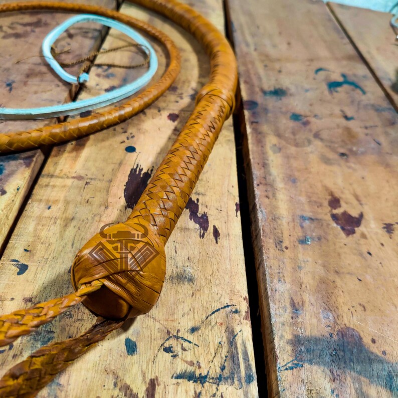 Veg Tanned Goat Leather Bullwhip, 4ft to 14ft, 12/16 Plait Tan Color ...