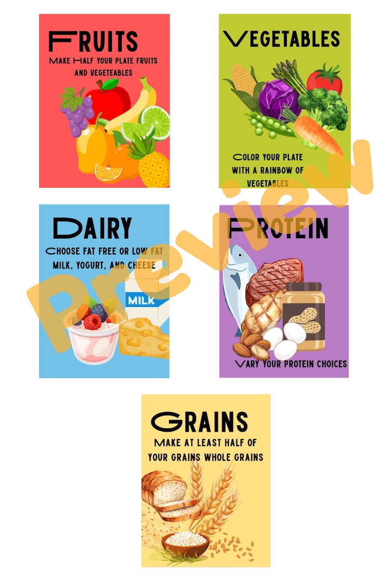 5 Food Group Posters - Etsy