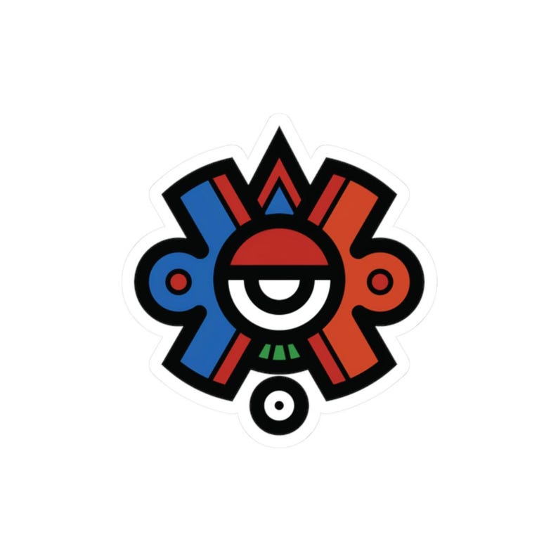 Aztec Ollin Symbol Sticker - Mesoamerican Movement Glyph - Vibrant ...