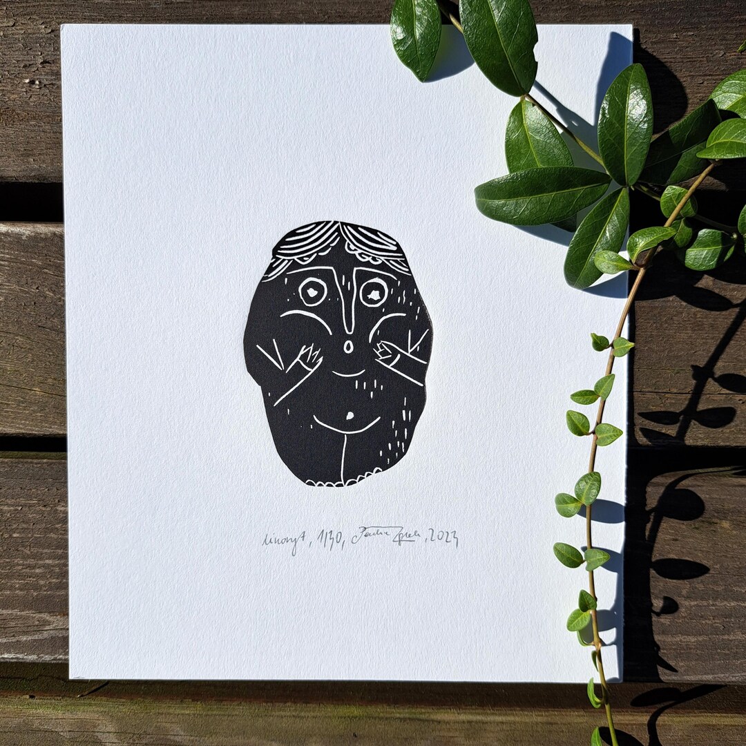 Surprised, Linocut, Hand-pulled Linocut, Black, Ethnic, Fantasy ...
