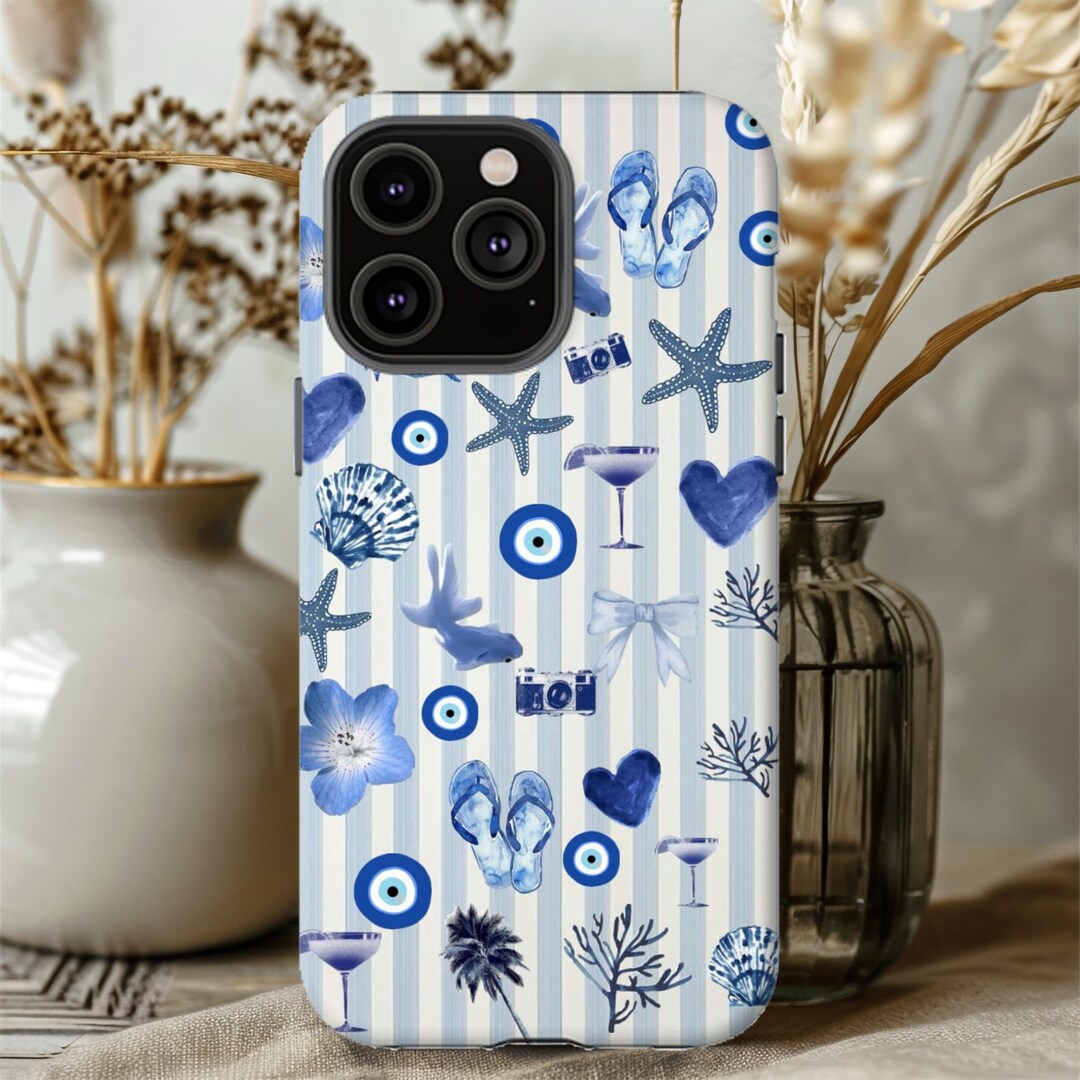 Blue Coastal Cowgirl Collage Phone Case, Summer Phone Case, Beach Shell ...