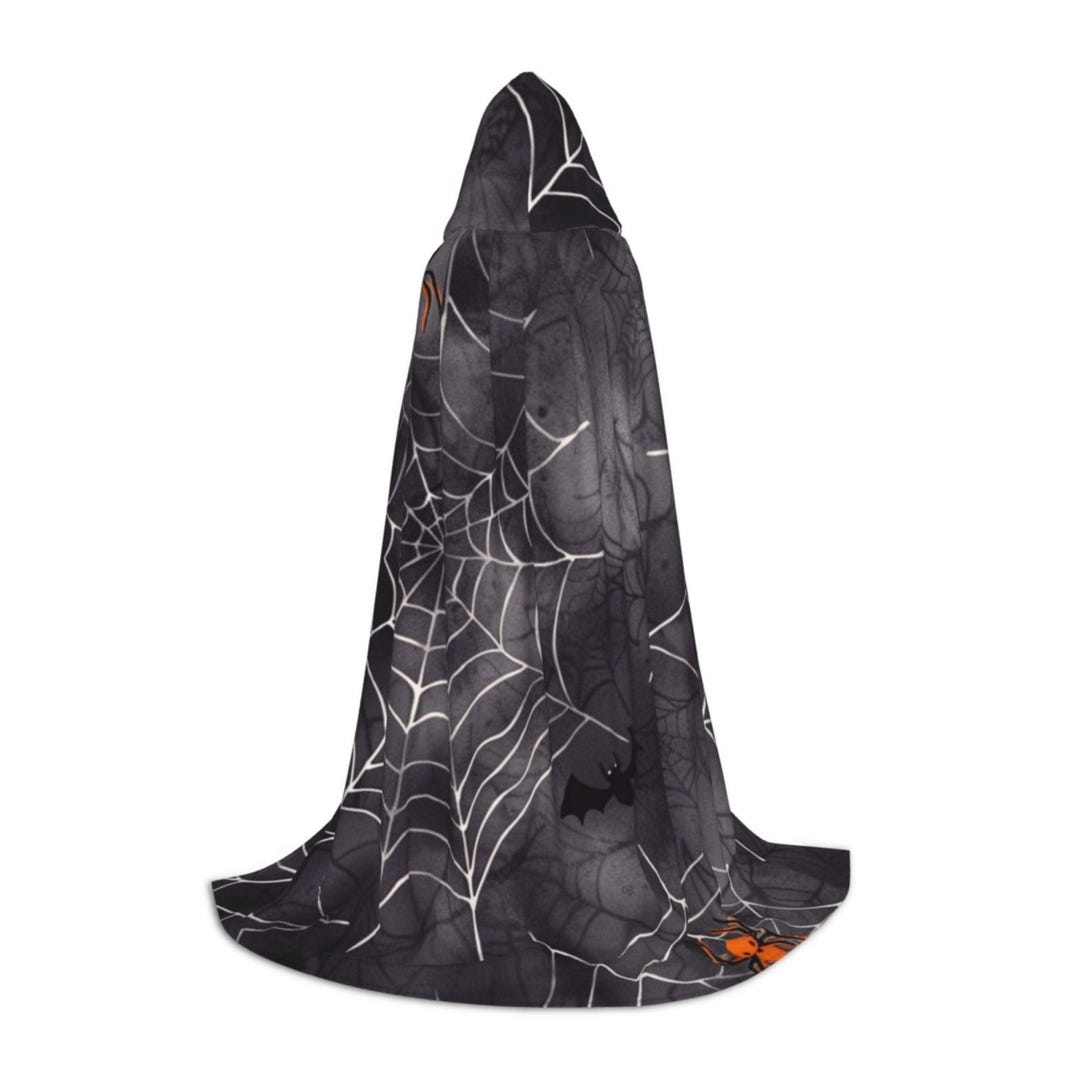 Spider Web Halloween Hooded Cape – Teen and Kids Cloak Costume With ...
