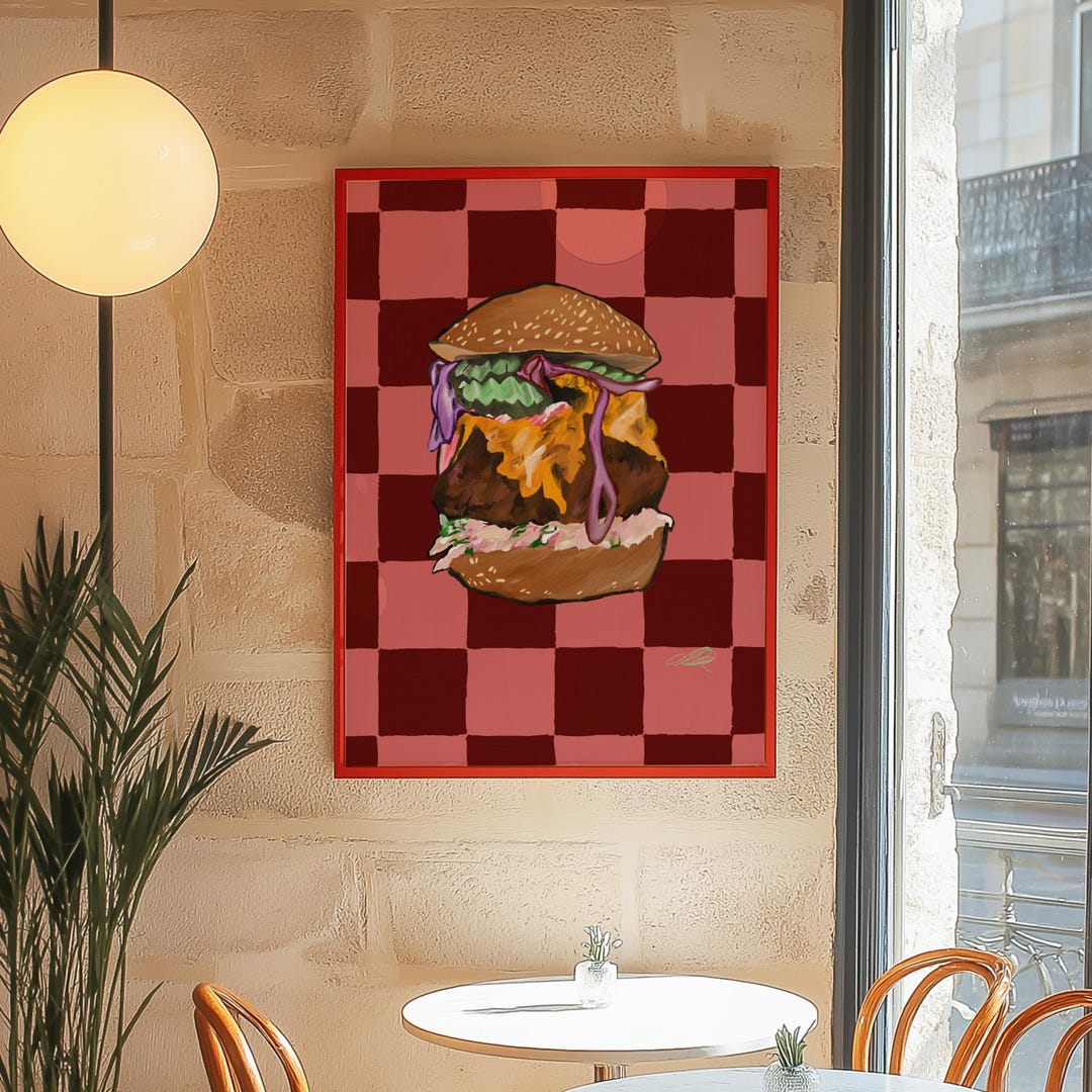 Vintage-inspired Burger Wall Art Print - Etsy