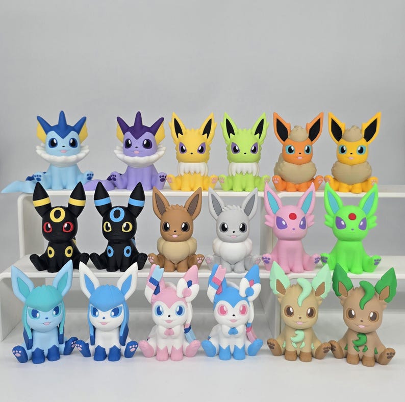 3D Eeveelution Set - Eevee Jolteon Flareon Vaporeon Umbreon Espeon ...