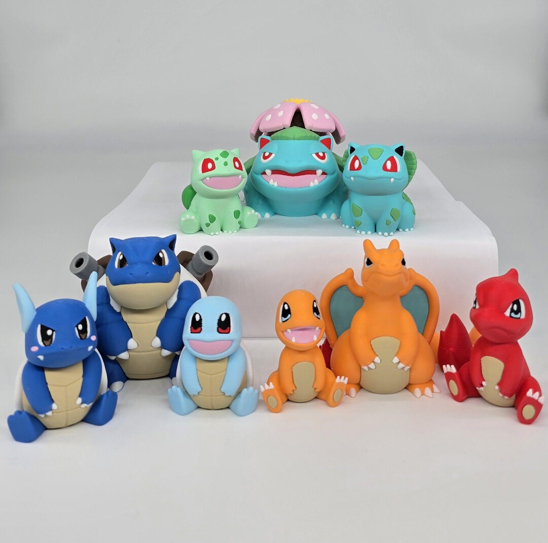 3D Printed Gen 1 Kanto Starter Pokemon Set - Bulbasaur, Ivysaur ...