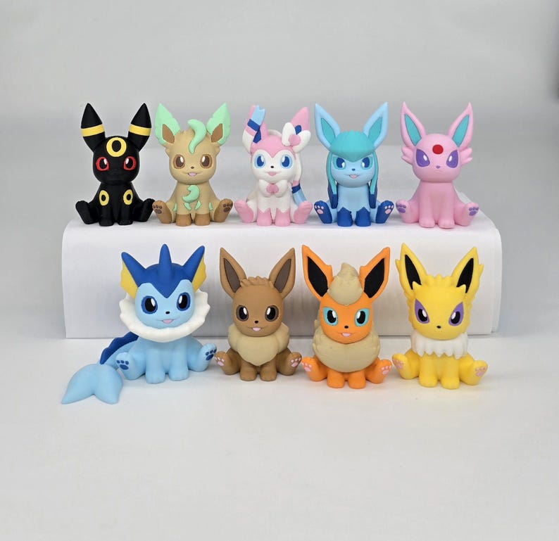 3D Eeveelution Set - Eevee Jolteon Flareon Vaporeon Umbreon Espeon ...