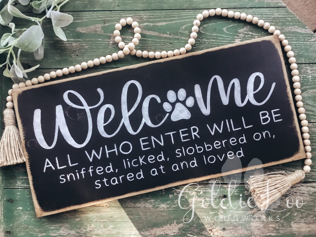 Dog,cat Welcome , Wood Wall Sign, Farmhouse, Rustic - Etsy