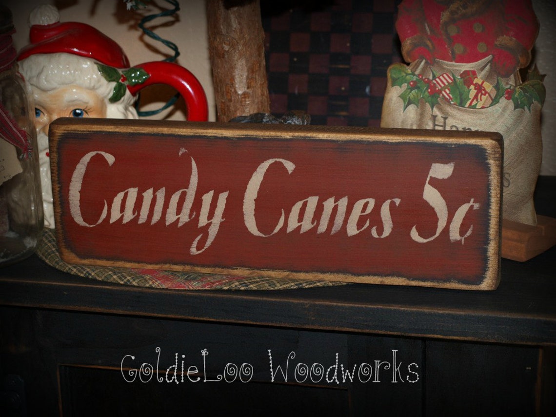 Primitive Folk Art Candy Canes 5 Centschristmas Sign - Etsy