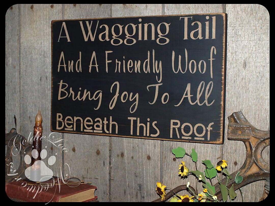 A Wagging Tail Wood Wall Sign Typography Word Art Subway - Etsy