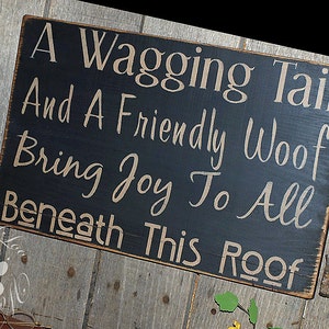 A Wagging Tail Wood Wall Sign Typography Word Art Subway - Etsy
