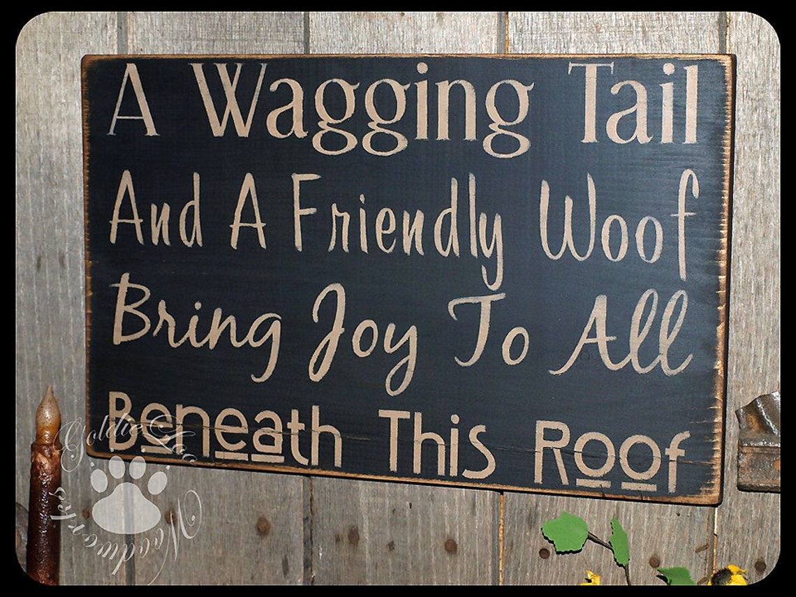 A Wagging Tail Wood Wall Sign Typography Word Art Subway - Etsy