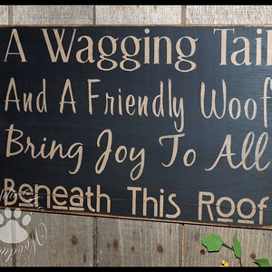 A Wagging Tail Wood Wall Sign Typography Word Art Subway - Etsy