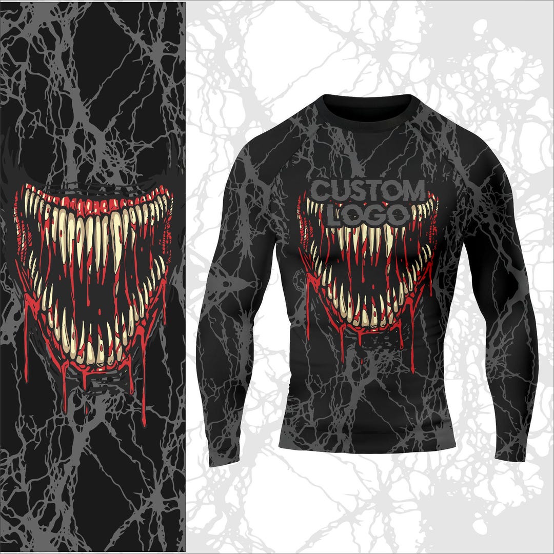 Venom-inspired Digital Custom Rash Guard Design for BJJ & MMA | Custom ...
