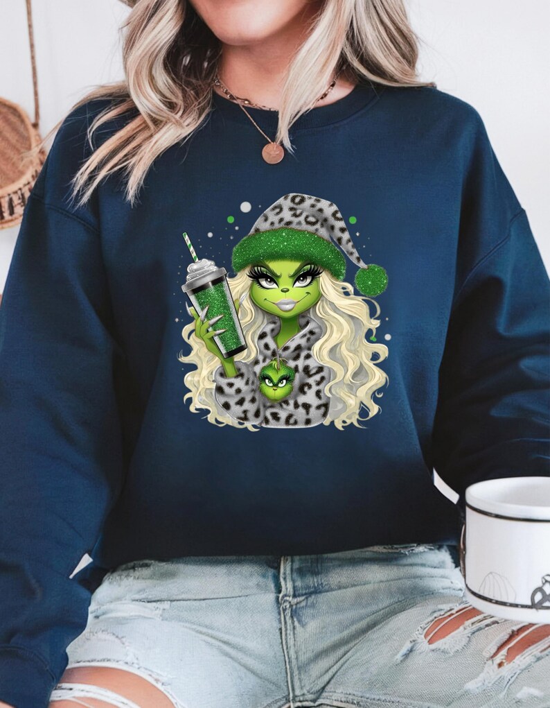 Grinch Leopard Print Christmas Sweatshirt - Boujee Grinchmas Crewneck ...