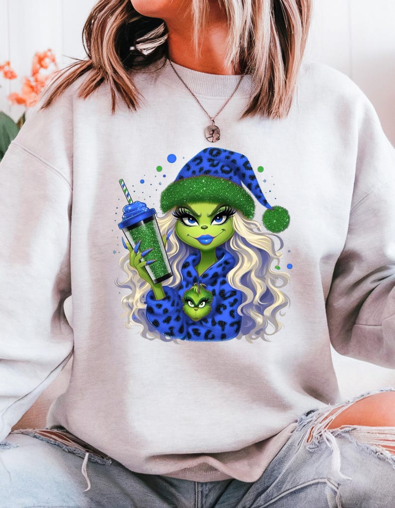 Grinch Leopard Print Christmas Sweatshirt - Boujee Grinchmas Crewneck ...