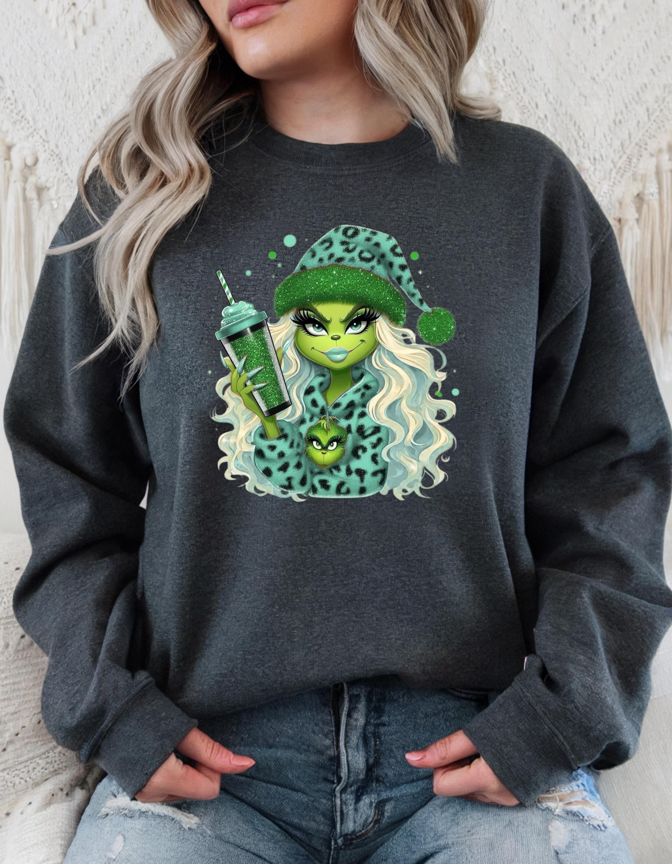 Grinch Leopard Print Christmas Sweatshirt - Boujee Grinchmas Crewneck ...