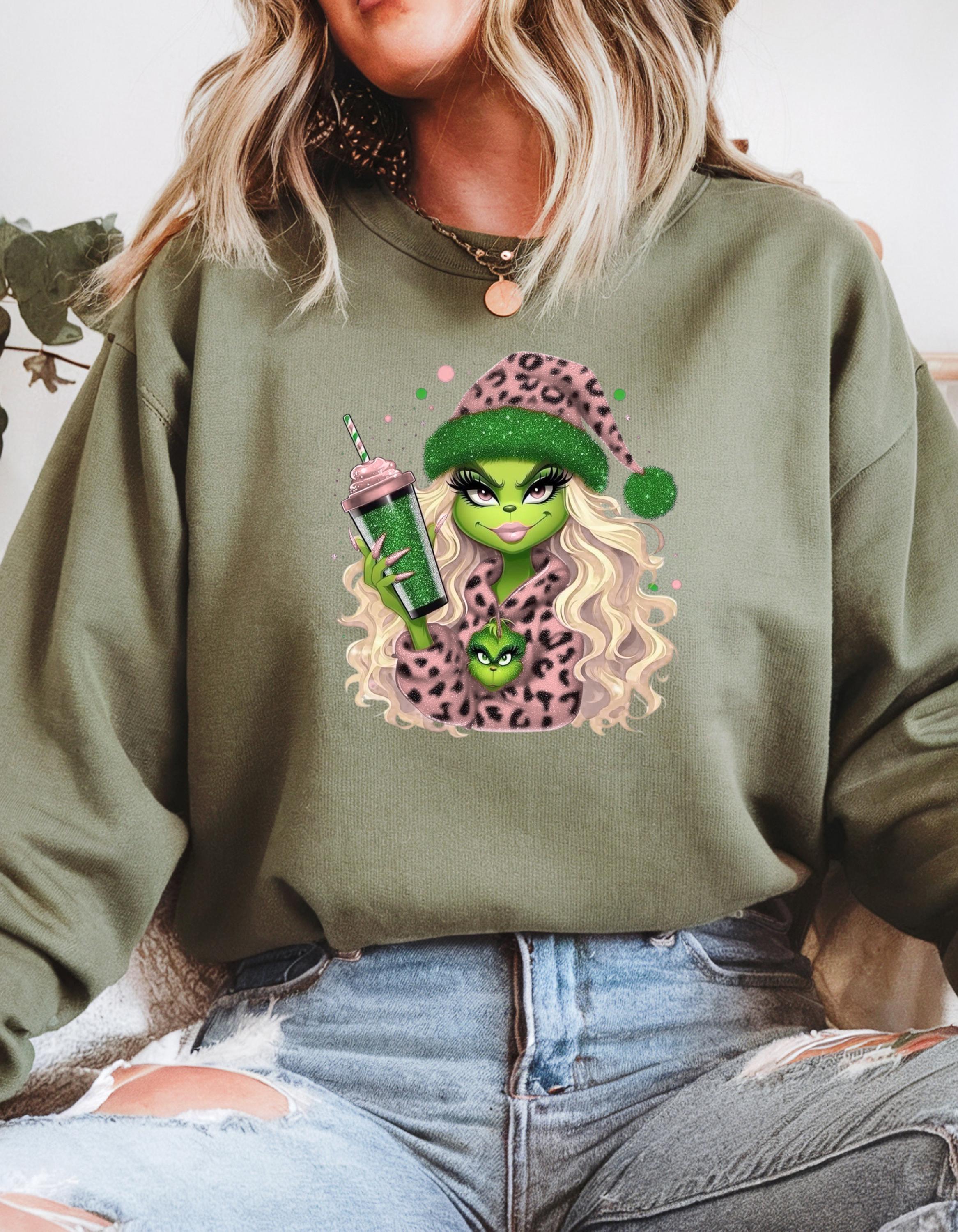 Grinch Leopard Print Christmas Sweatshirt - Boujee Grinchmas Crewneck ...