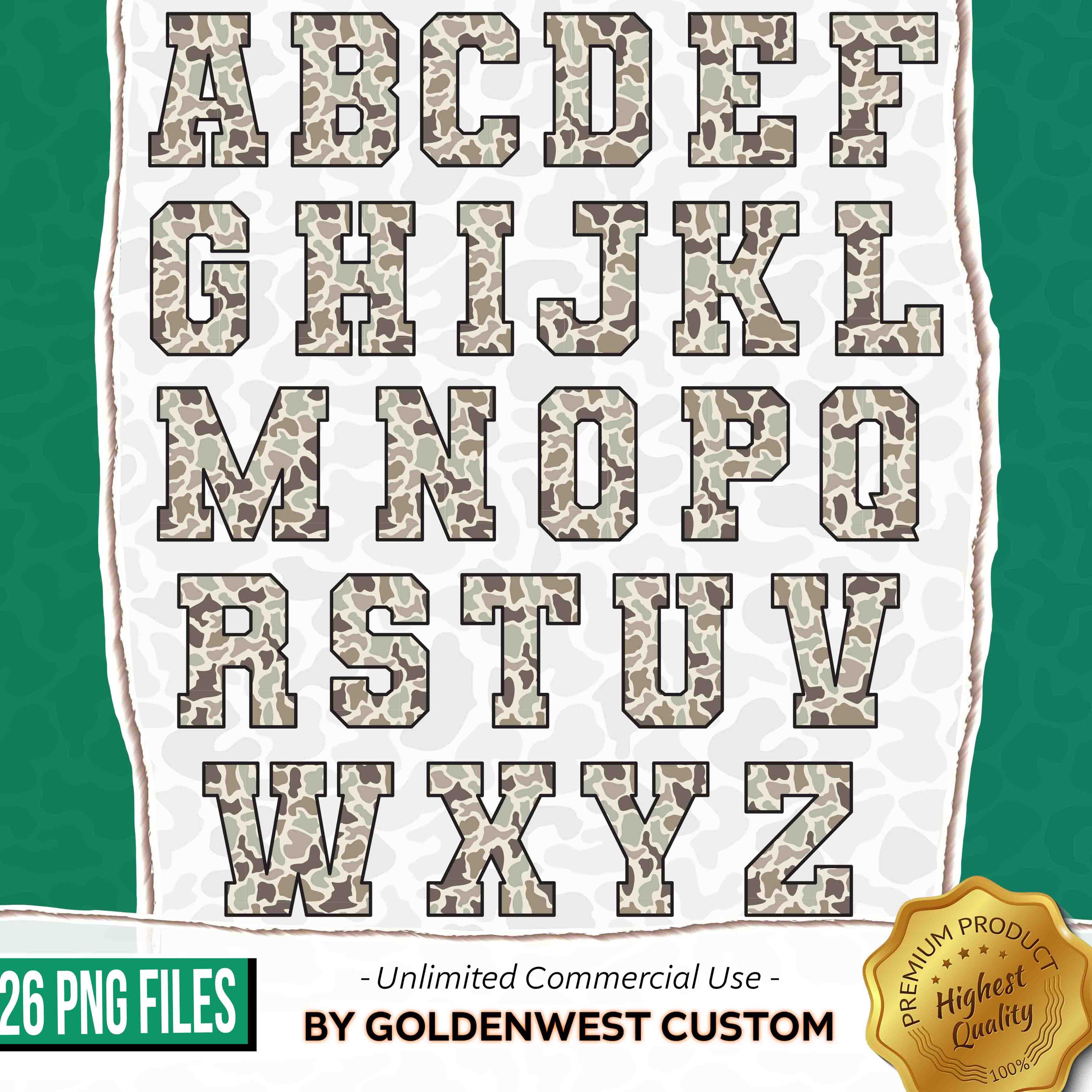 Camo Alphabet Letters PNG, Duck Camo Alphabet, Old School Camo Alpha ...