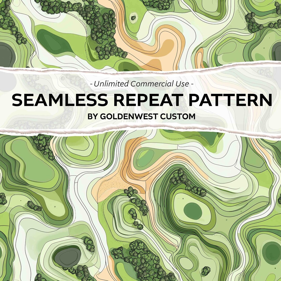 Golf Seamless Pattern, Topography Map, Golfing Digital Paper, Golf ...