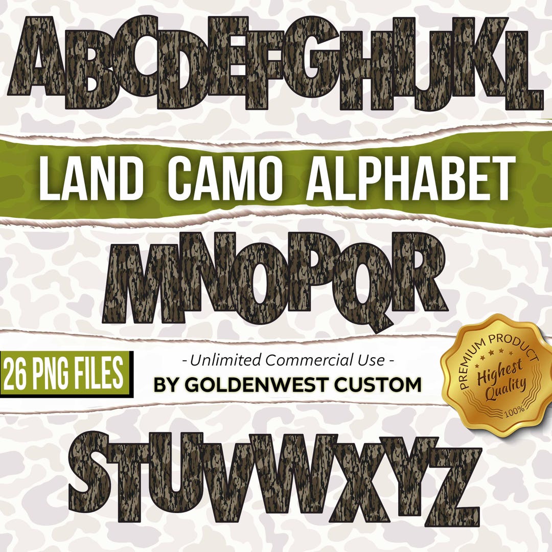 Camo Alphabet PNG, Hunting Camo Alphabet, Uppercase Letters, Digital ...