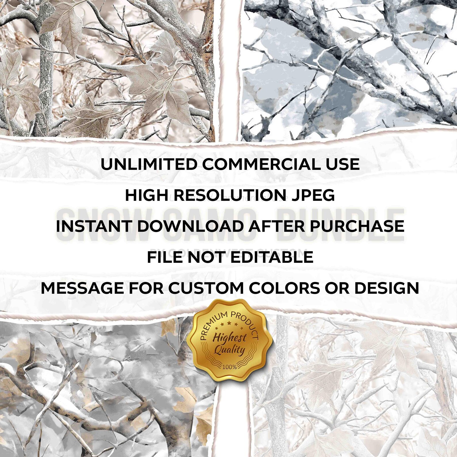 Realistic Tree Camo, Winter Camo, Camo Seamless Pattern, Hunting Png ...