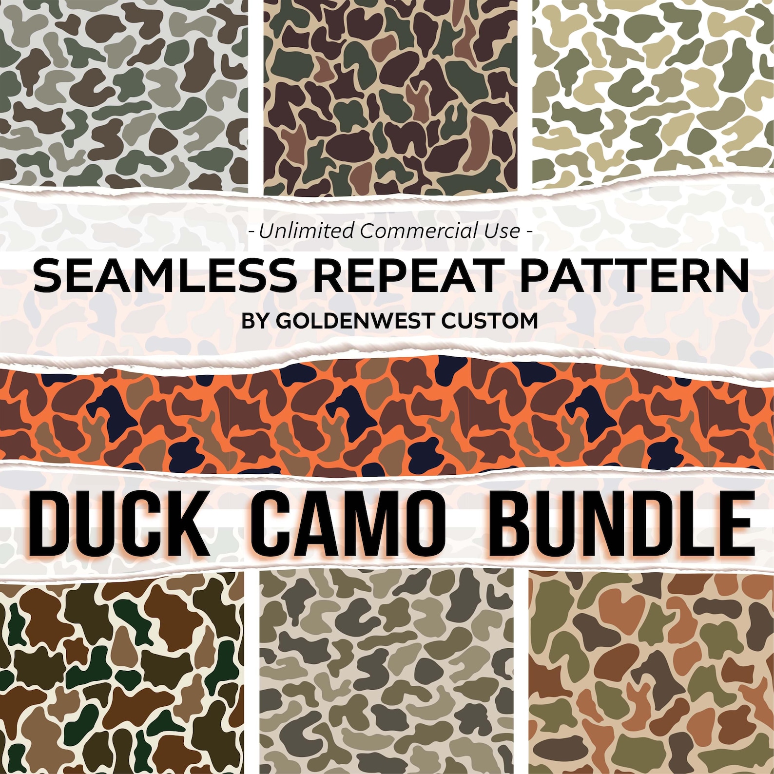 Camo Seamless Patterns, Camouflage Pattern, Duck Camo Design, Hunting Camo Graphic, Digital ...