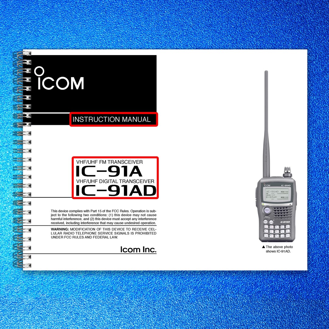 ICOM Ic-91a Ic-91ad Transceiver Instruction Manual Binder - Tough Front ...