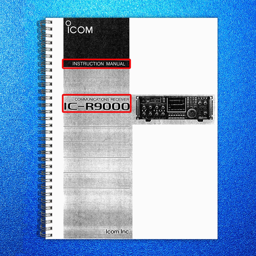 ICOM Ic-r9000 Receiver Instruction Manual - Wire Bound - Rugged Covers ...