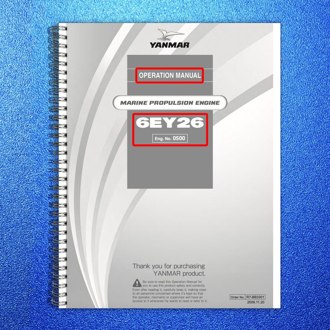 YANMAR 6EY26 Marine Propulsion Engine Operation Manual - Wire Bound ...