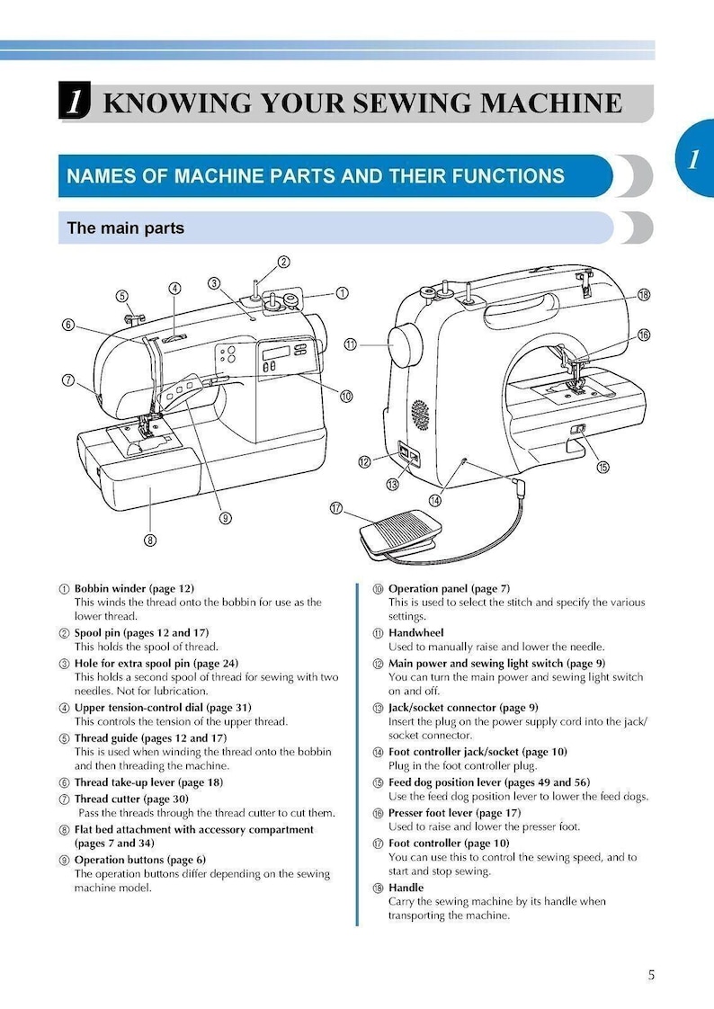 Brother Project Runway XR9500PRW Sewing Machine Manual User Guide Color ...