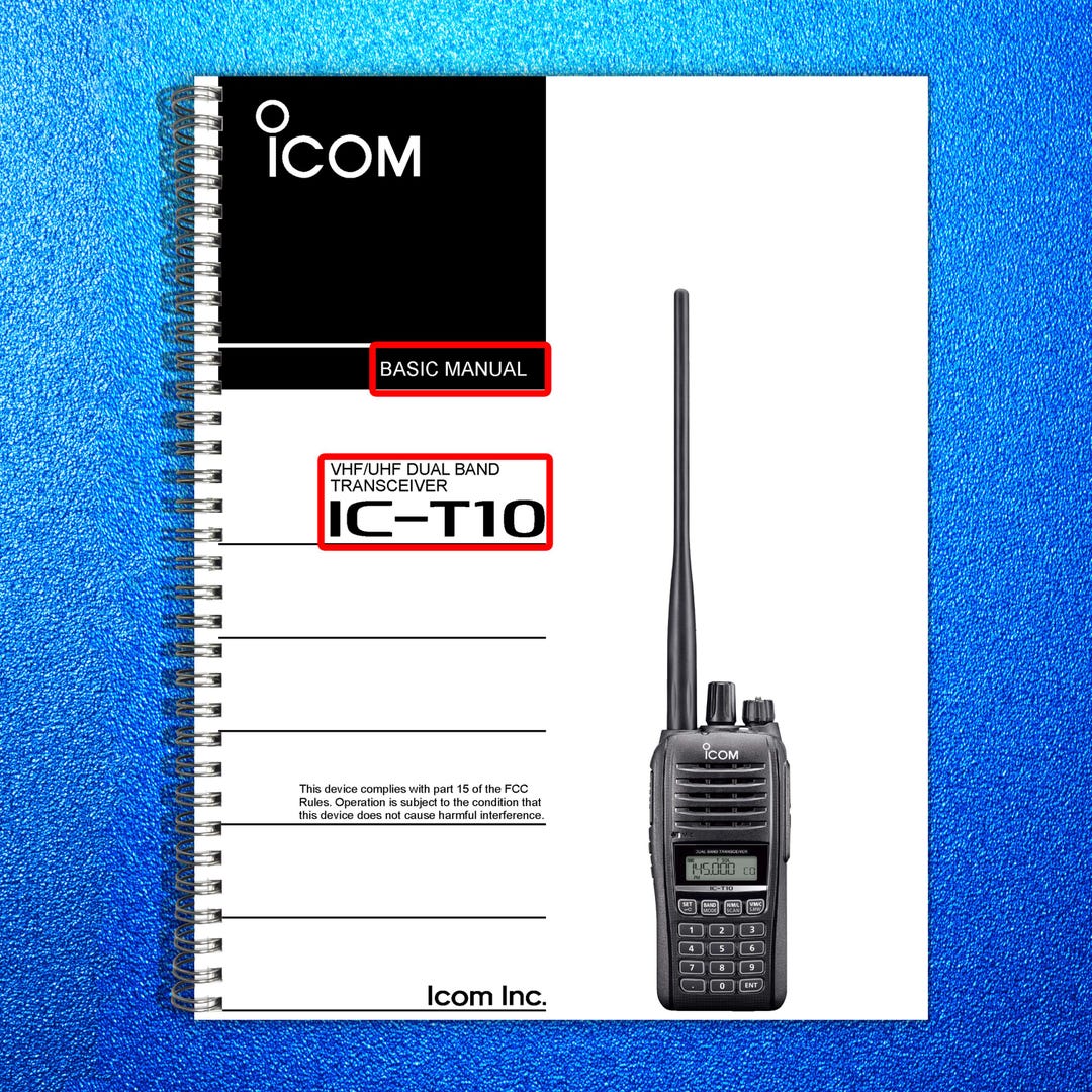 ICOM Ic-t10 Transceiver Basic Manual - Double Wire Binding - Protective ...