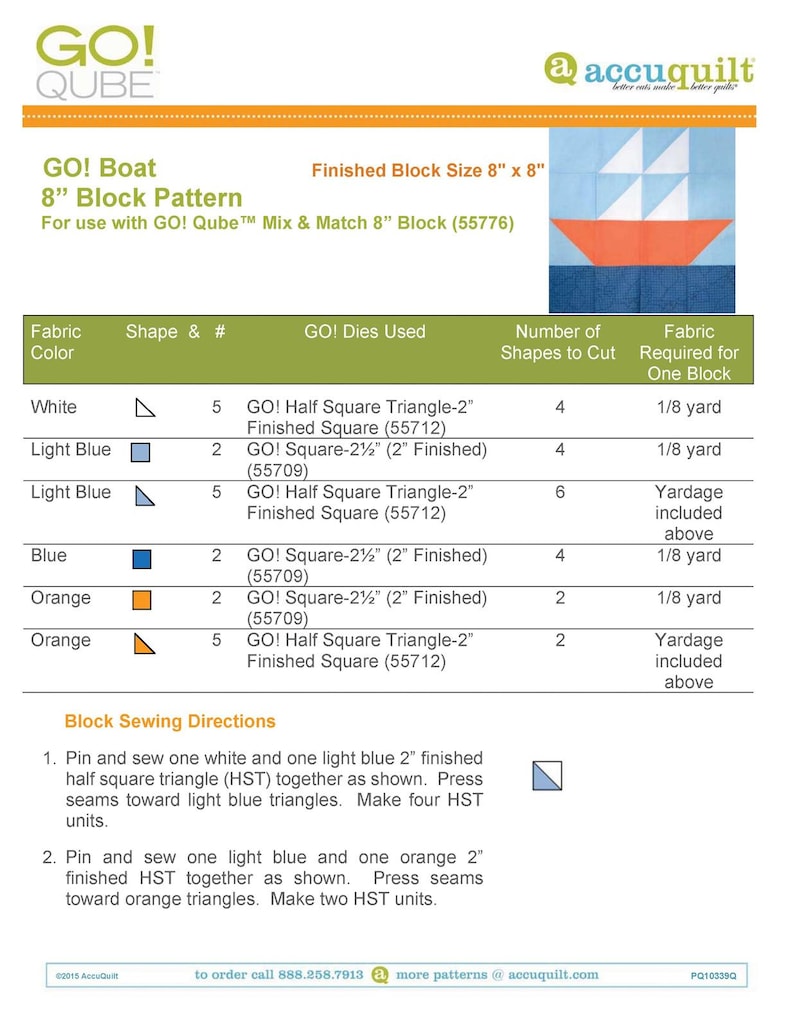 ACCUQUILT Go Qube 8" Block Patterns Manual - Loop Fastened - Tough ...