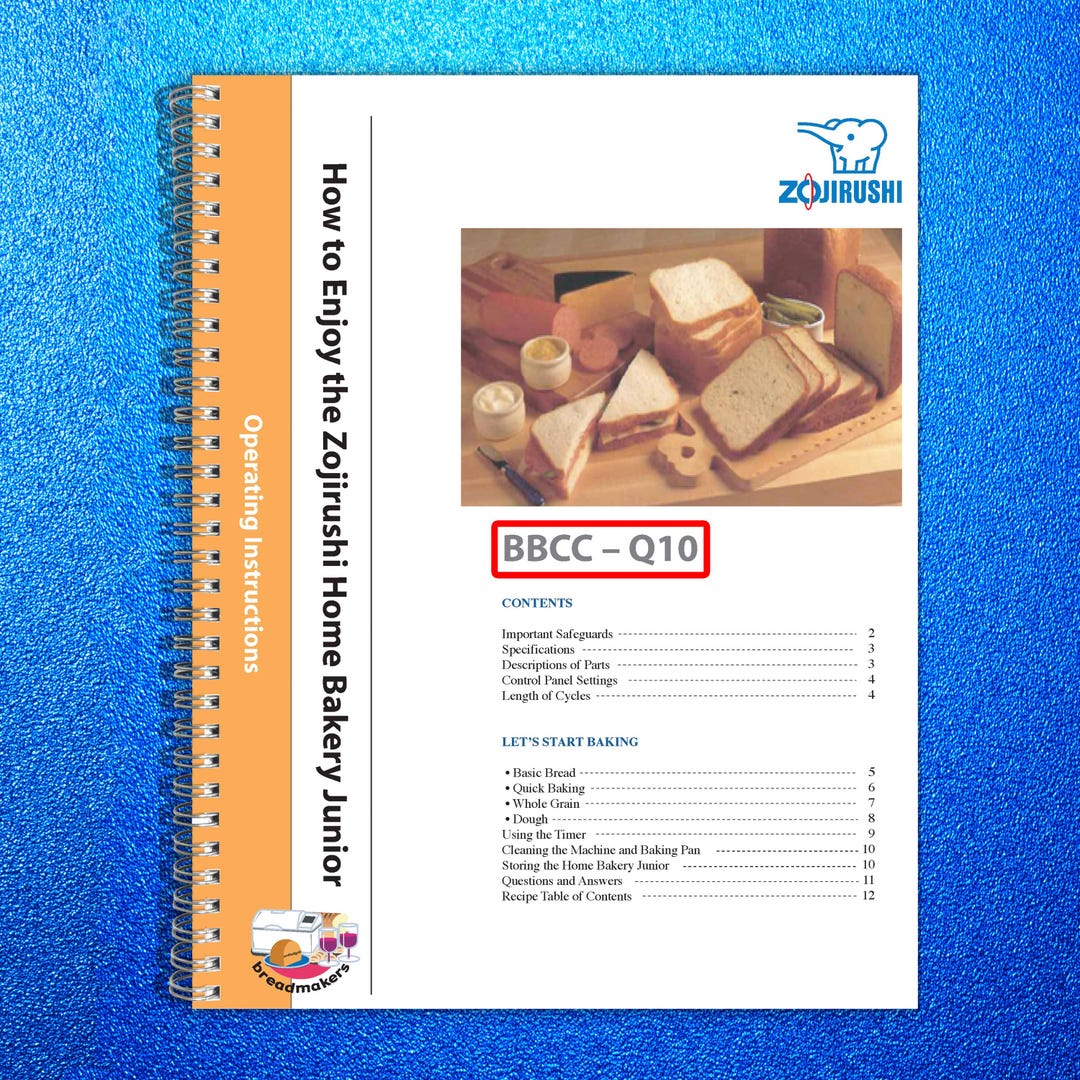 ZOJIRUSHI Bbcc-q10 Home Bakery Junior Operation Manual User Guide - Etsy
