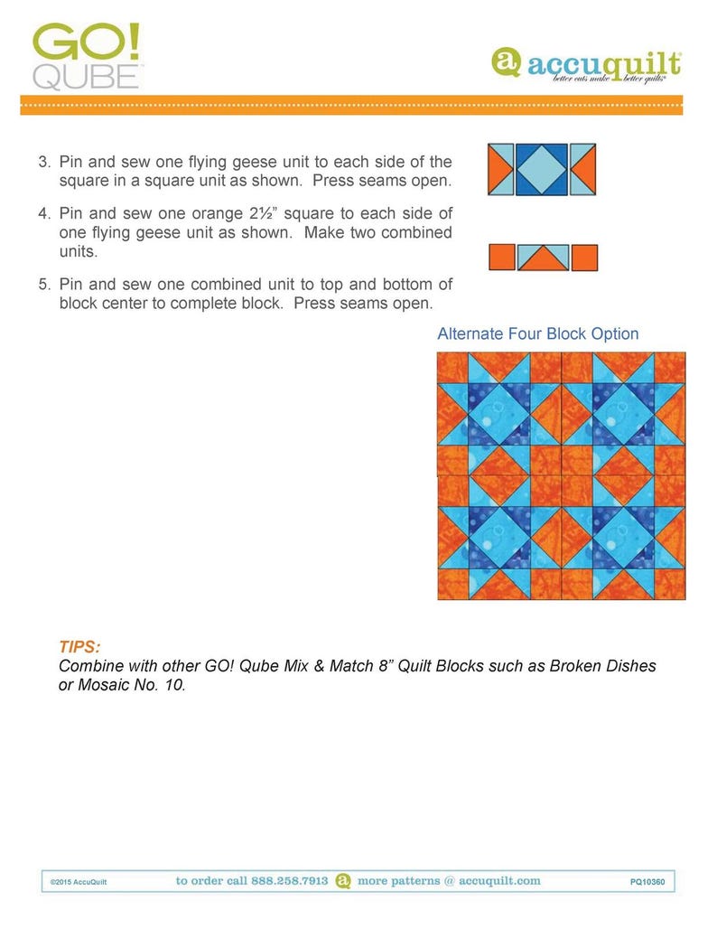 ACCUQUILT Go Qube 8" Block Patterns Manual - Loop Fastened - Tough ...
