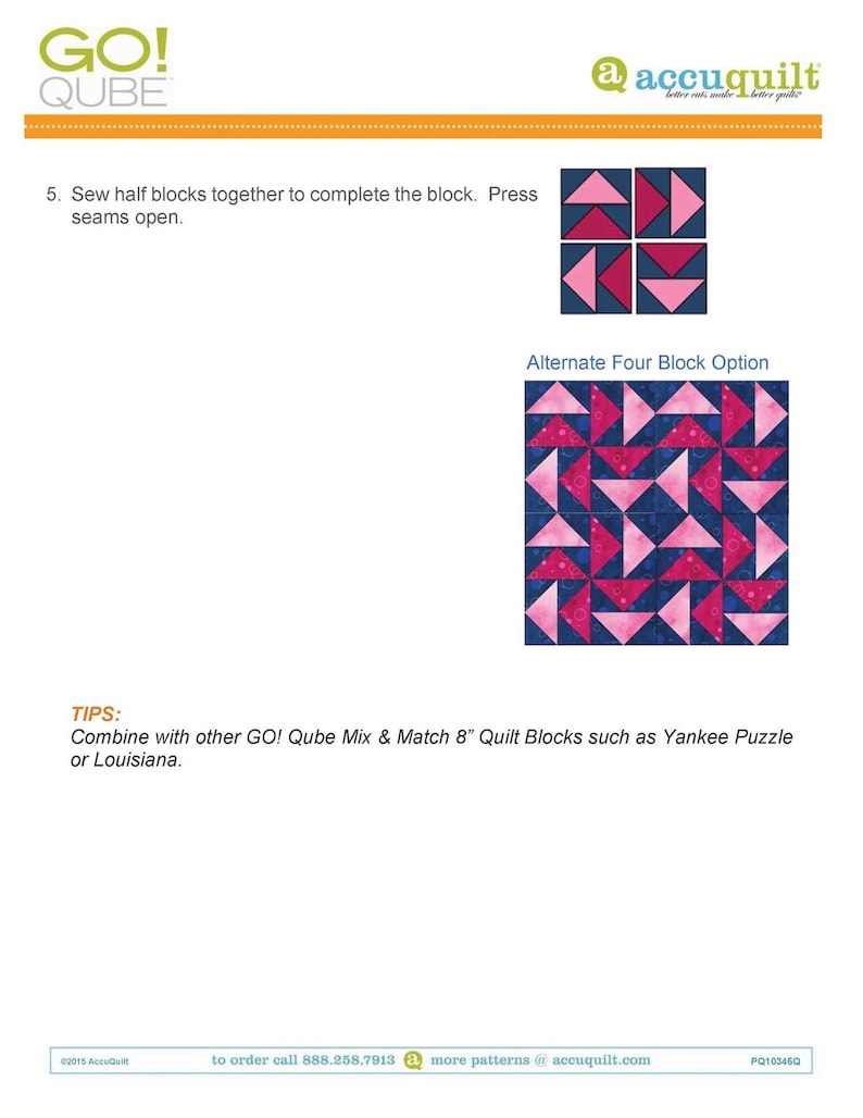ACCUQUILT Go Qube 8" Block Patterns Manual - Loop Fastened - Tough ...