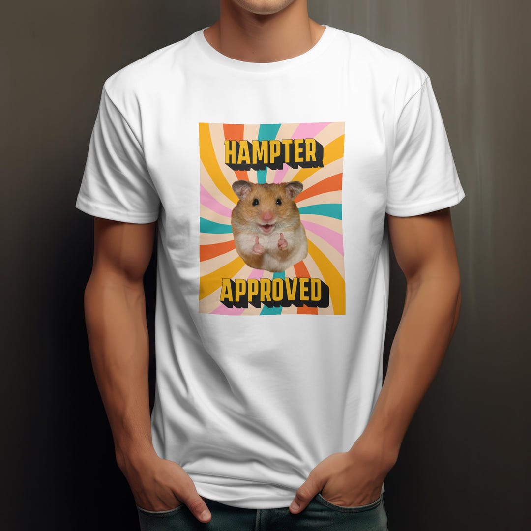 Funny Hampter Approved Meme T-shirt, Cute Hamster Thumbs up Tee, Retro ...