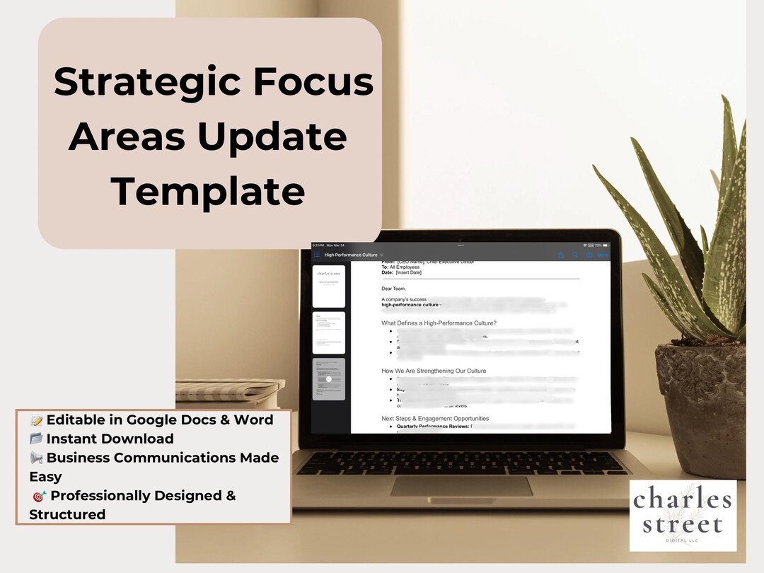 Strategic Update Template | Quarterly Business Focus Memo | Google Docs ...