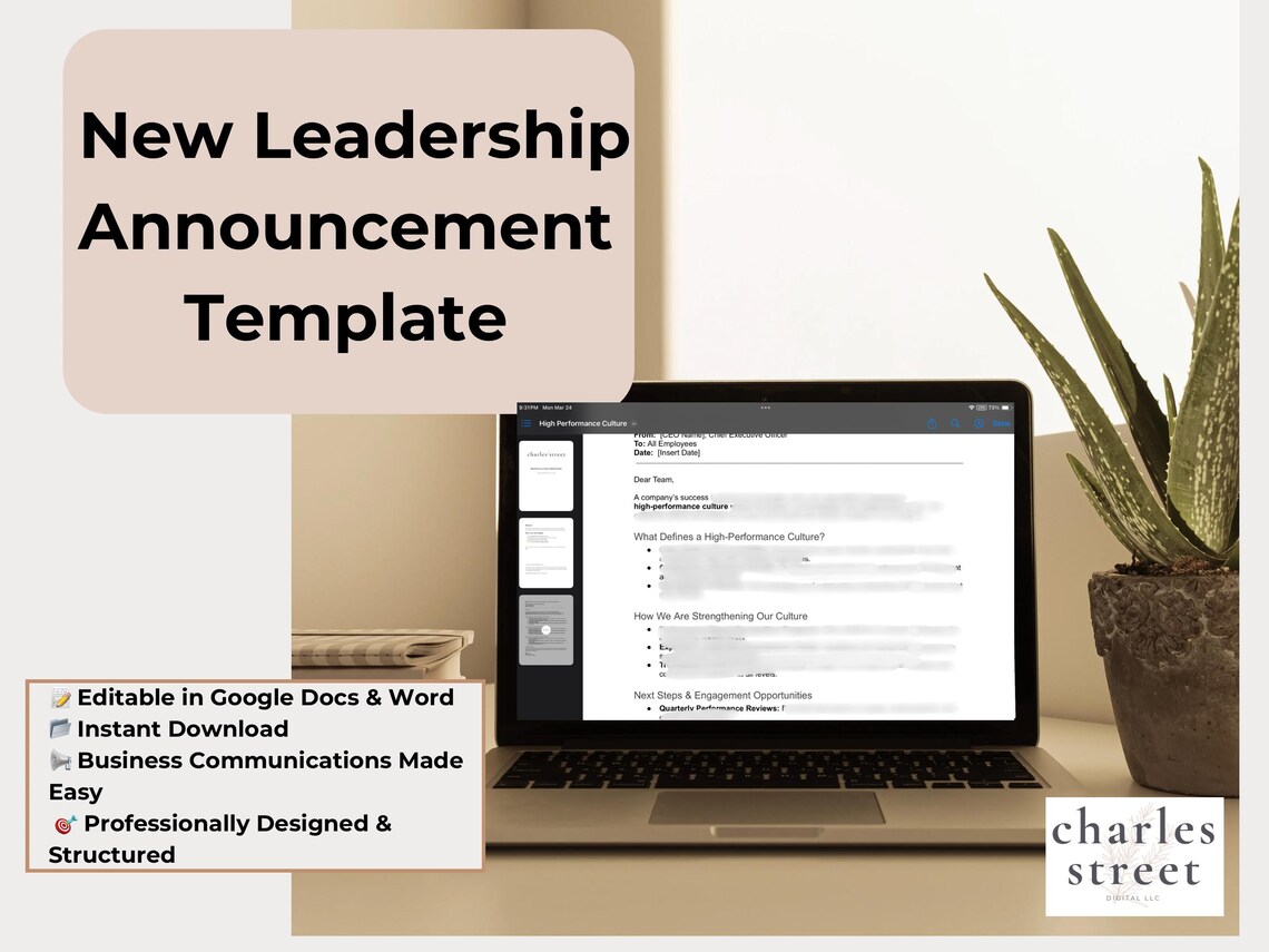 Leadership Announcement Template | Internal Communication Letter ...