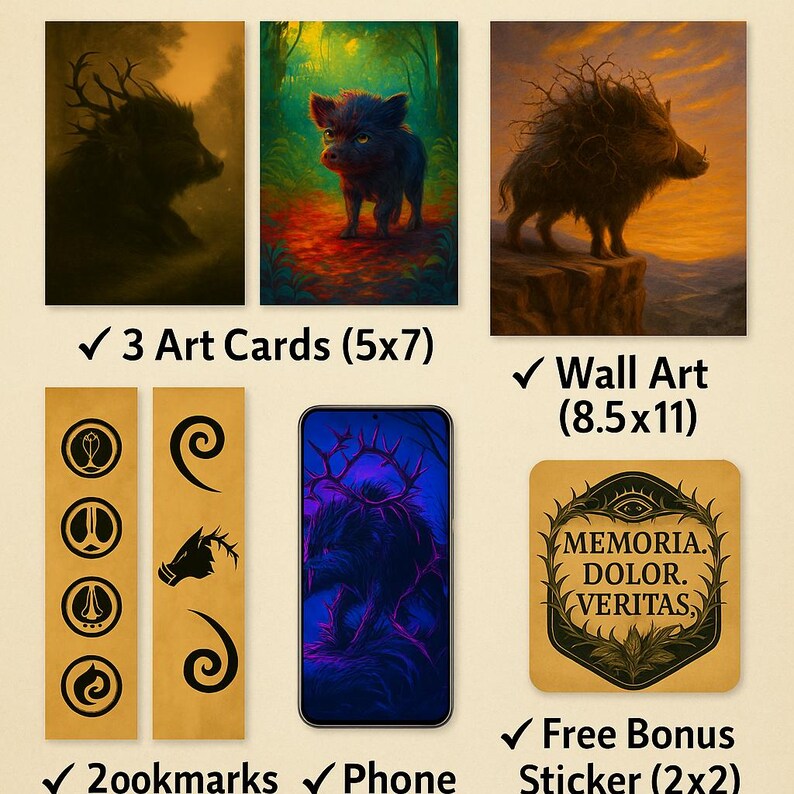 Bramble Boar Zine Bundle: Mythic Art, 35 Page Journal Prompts, and Art ...