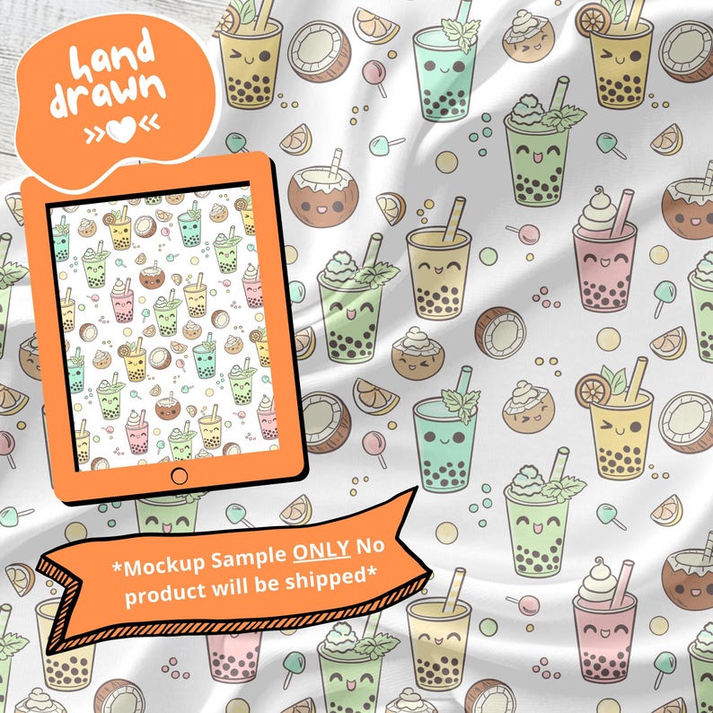 Boba Tea Seamless Digital Pattern Png - Etsy