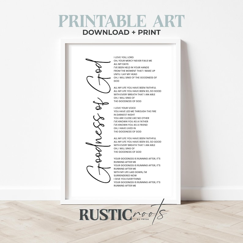 Goodness of God Lyrics Print: Christian Wall Art (digital Download) - Etsy