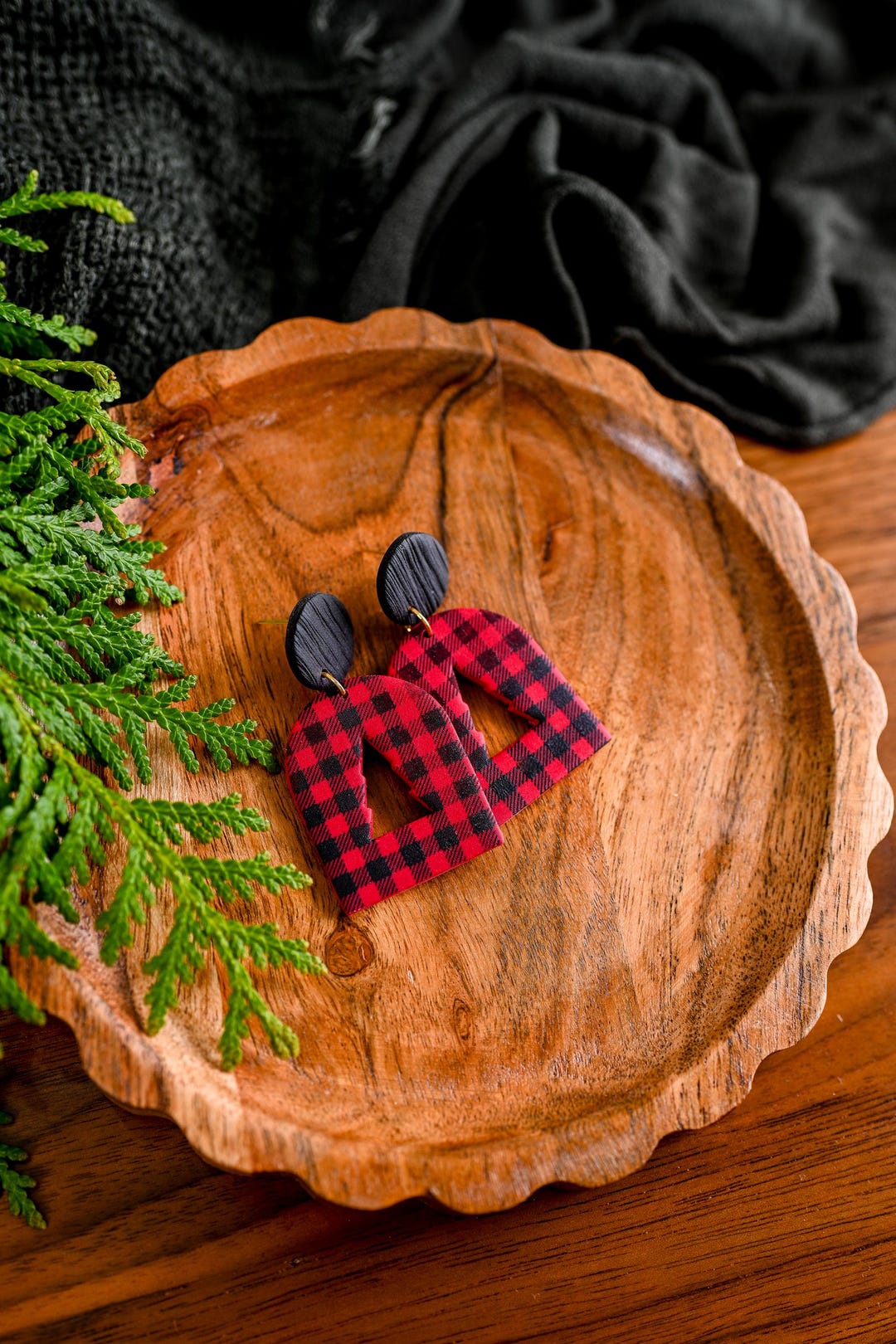 Buffalo Plaid Arch Dangle Earrings | Pressed & Polished Clay Co ...