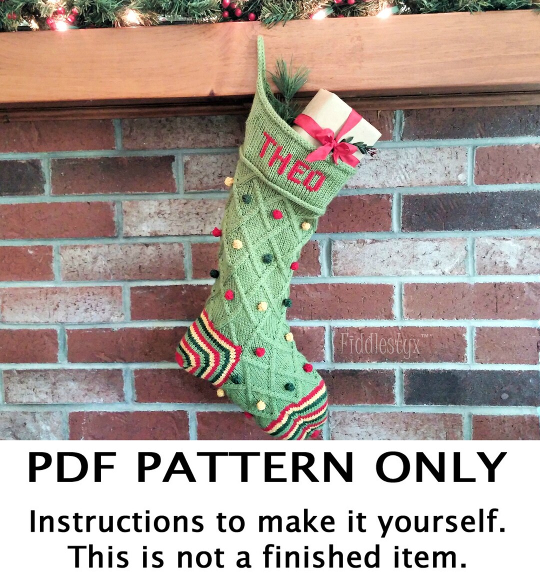 Christmas Stocking Knitting Pattern: Diamond Bobble Design (PDF Pattern ...